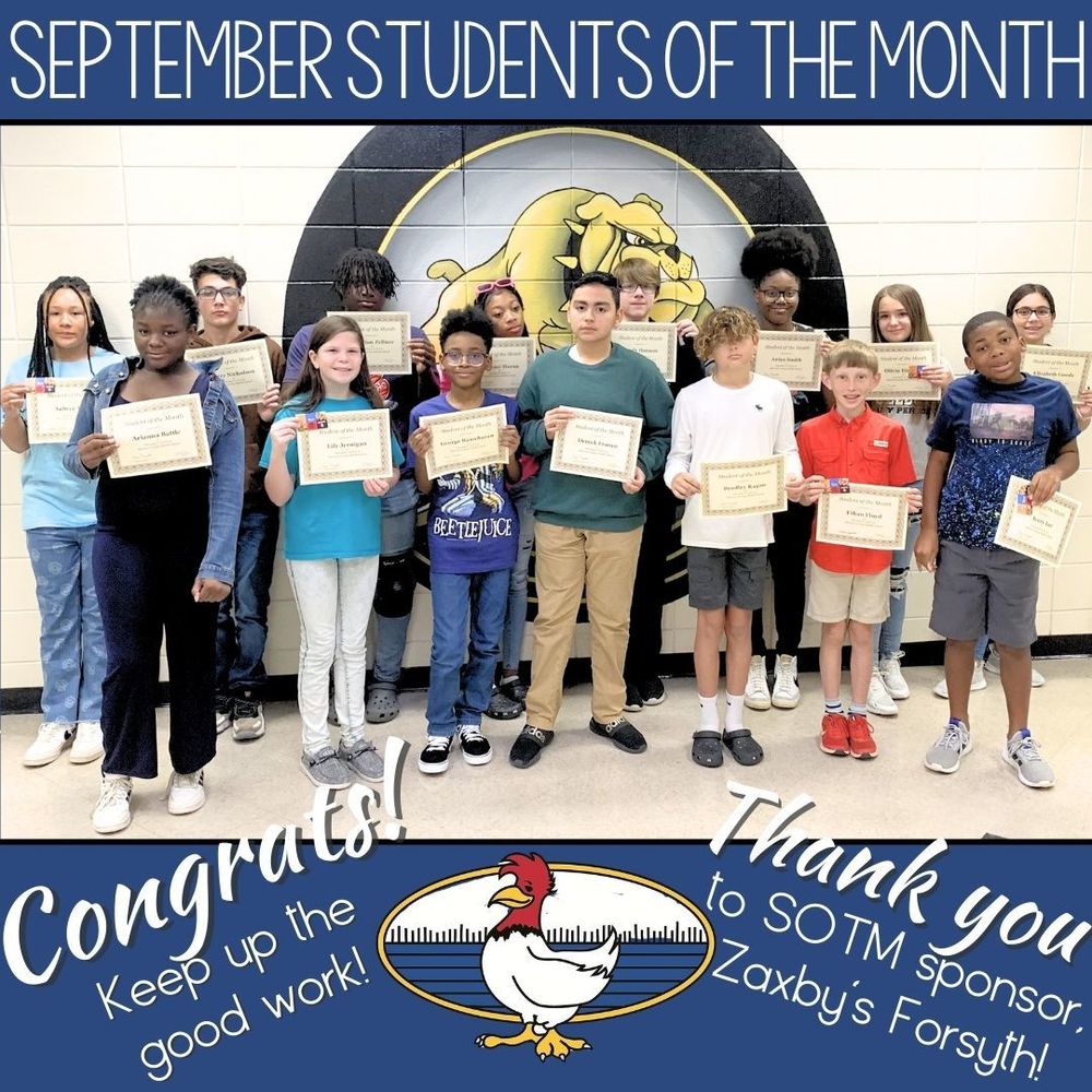September students of the month | Monroe County Middle School